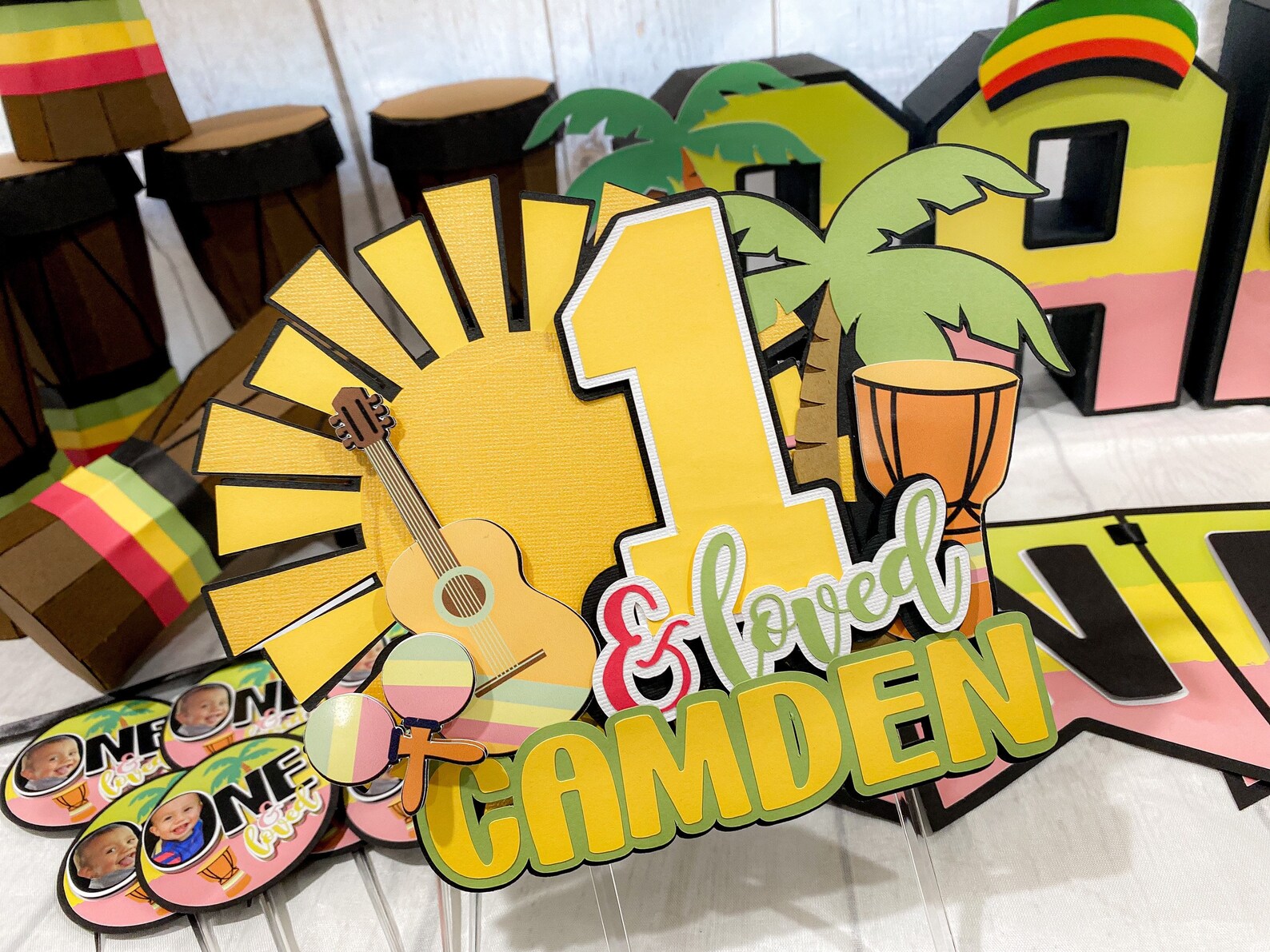 One & Loved Cake Topper | Reggae Theme Cake Topper | One Love First ...