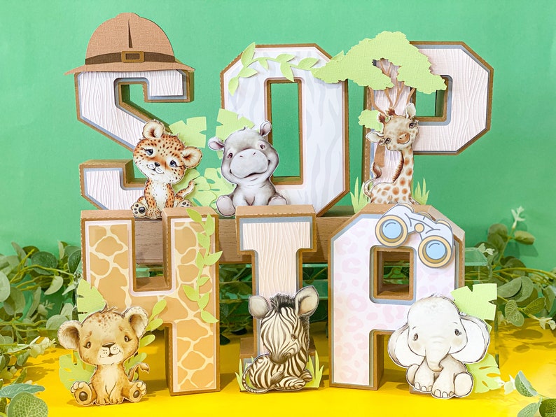 Safari Animals Theme 3D Letters | Zoo Animals Party Theme | Jungle ...