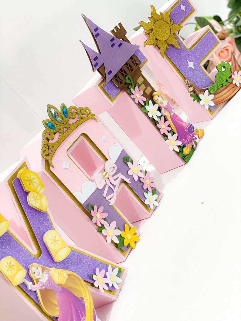 Rapunzel Theme 3D Letters Rapunzel Tangled Party Theme - Etsy