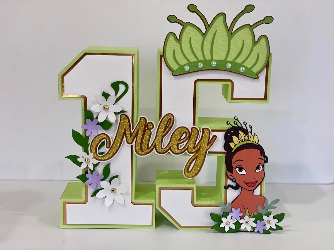Large Princess Tiana Theme 3D Letters or Numbers | Tiana Party Theme ...