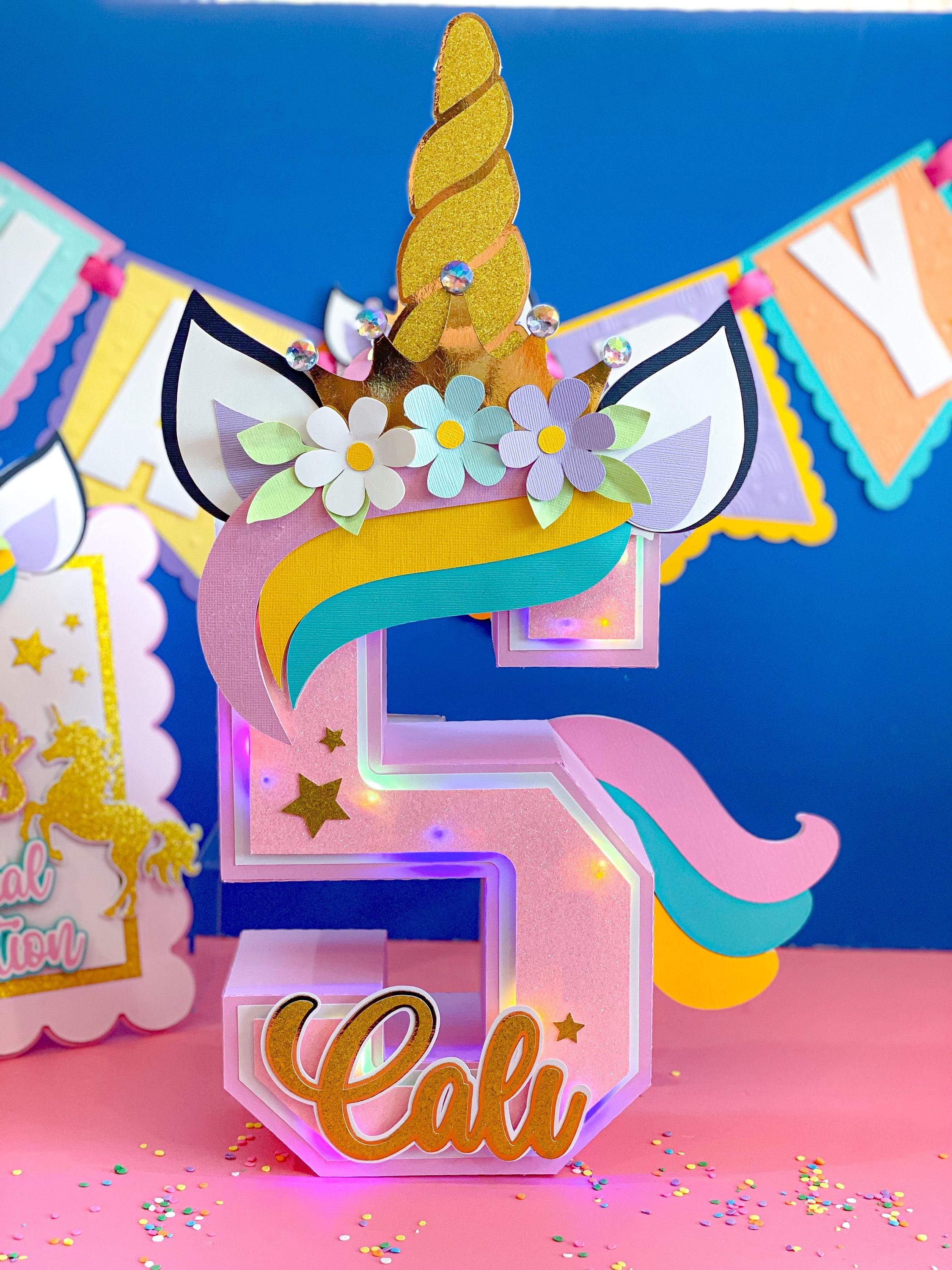 Large Unicorn Theme 3D Letters or Numbers | Rainbow Unicorn Party ...