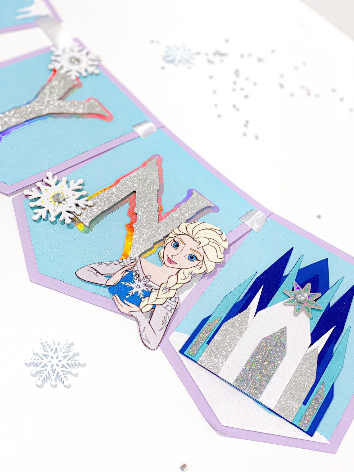 Frozen Happy Birthday Banner Elsa Princess Theme Party - Etsy
