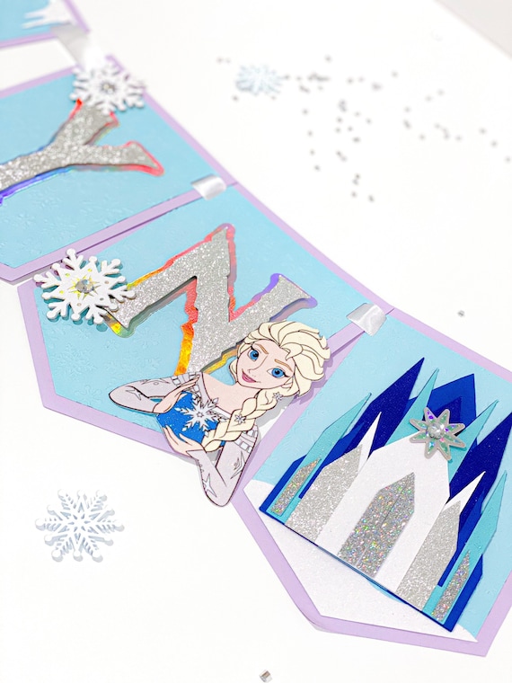 Frozen Happy Birthday Banner Elsa Princess Theme Party - Etsy