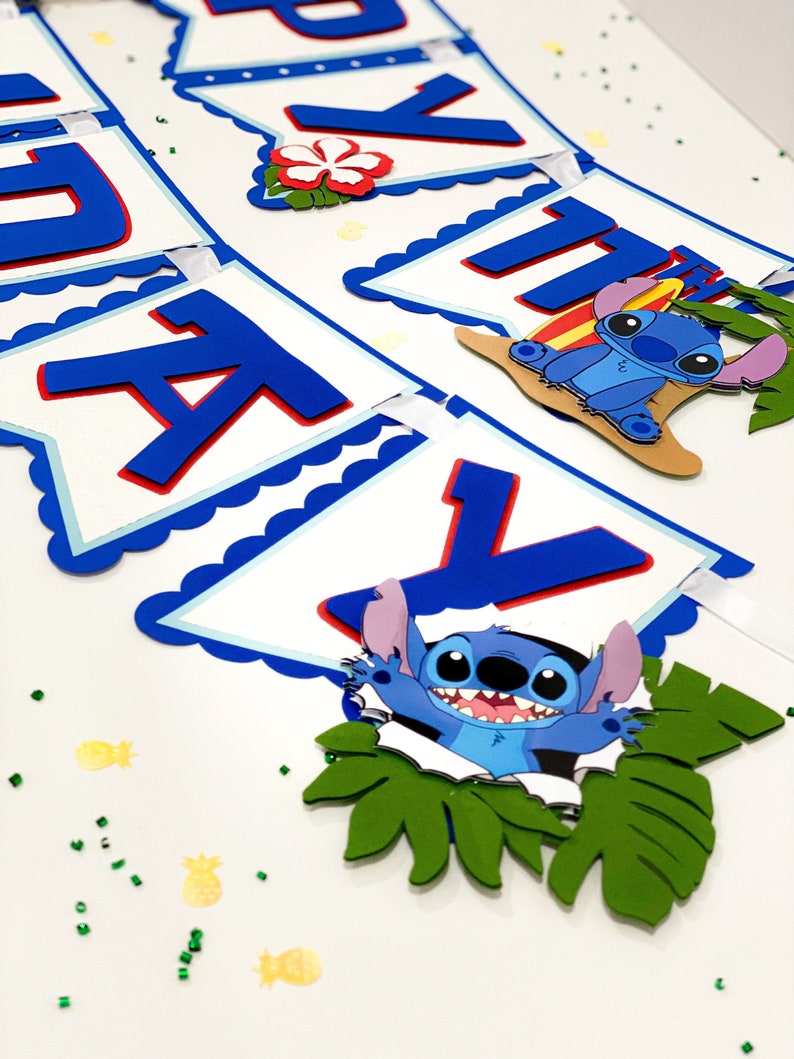 Lilo and Stitch Theme Birthday Banner | Personalized Birthday Banner ...