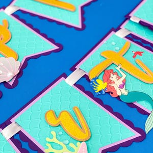 Disney Ariel Happy Birthday Banner | Girls Party Little Mermaid Theme ...