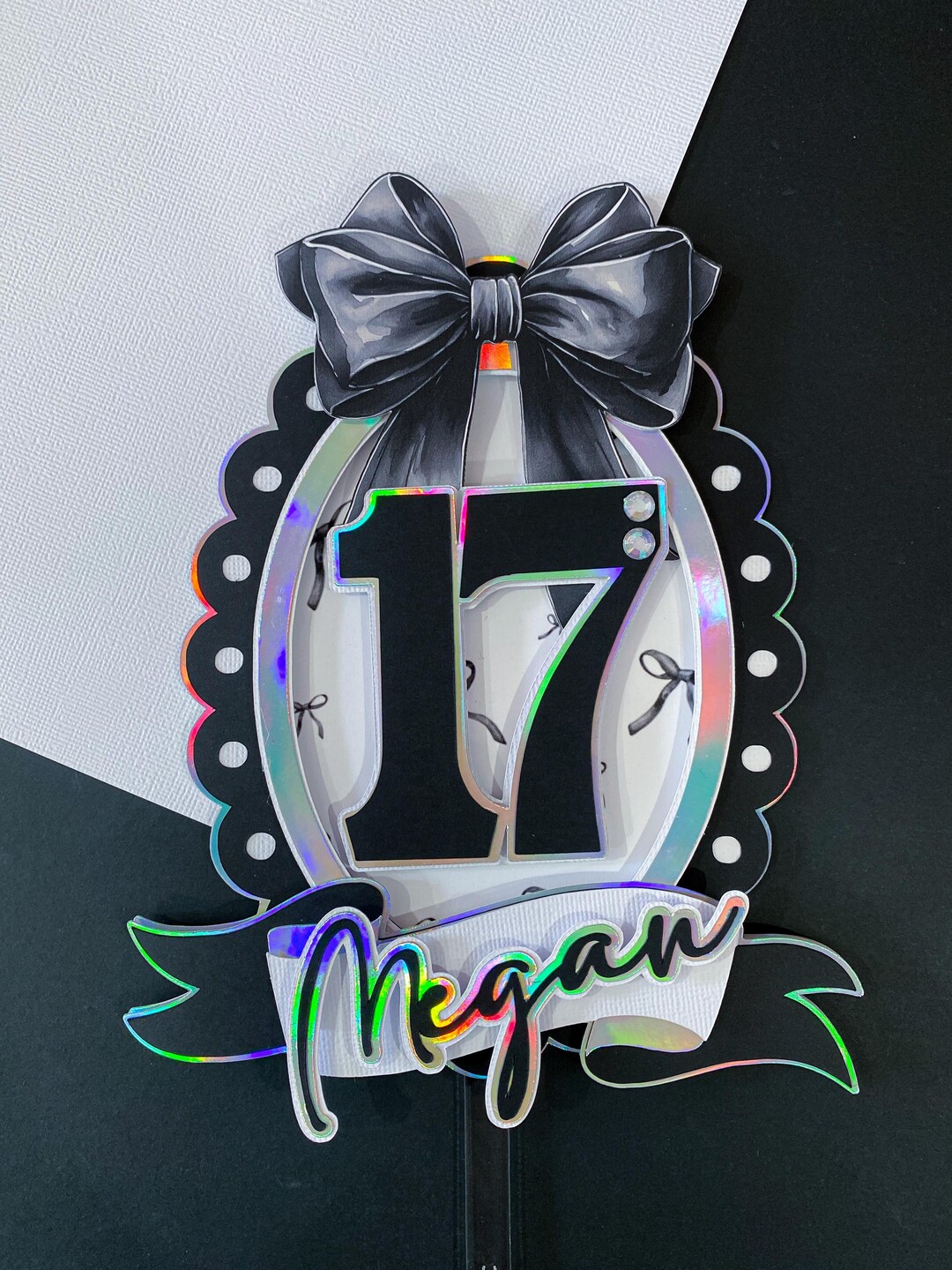 Coquette Bow Cake Topper | Black Bow Shower Cake Topper | 21st Birthday ...
