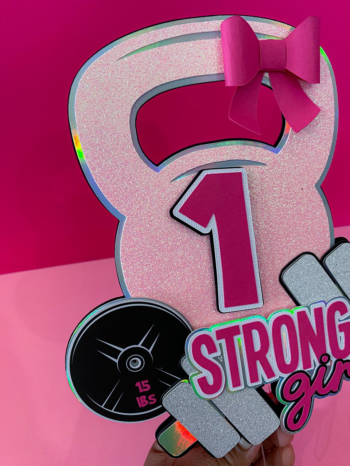ONE Strong Cake Topper | Fitness Theme Party | Gym Weights Birthday ...