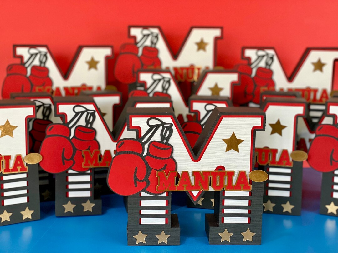 Large Boxing Theme 3D Letters With Name | First Round Boxing Party ...