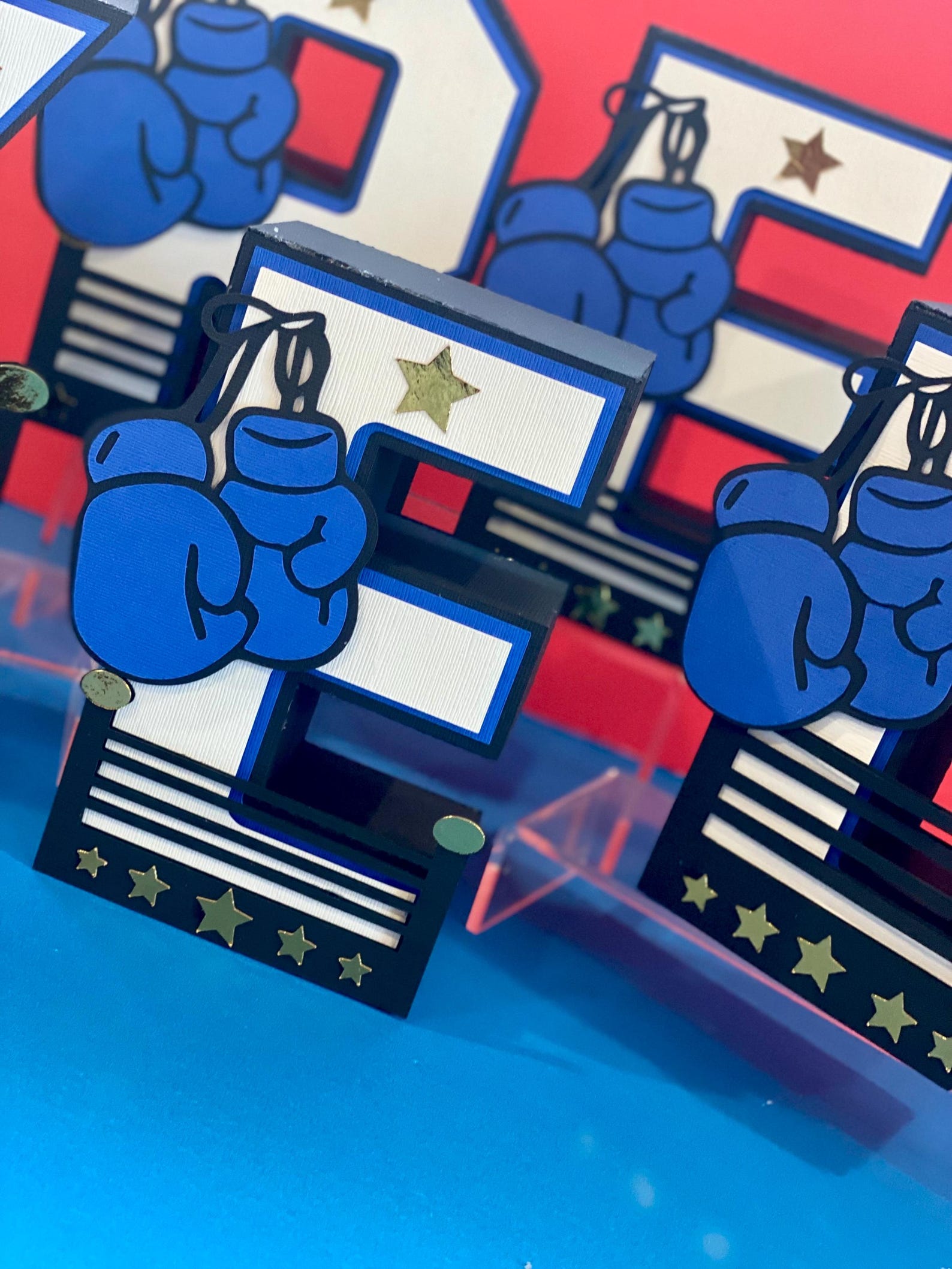 Blue and Silver Boxing Theme 3D Letters | First Round Boxing Party ...