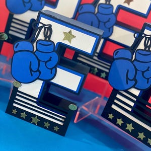 Blue and Silver Boxing Theme 3D Letters | First Round Boxing Party ...