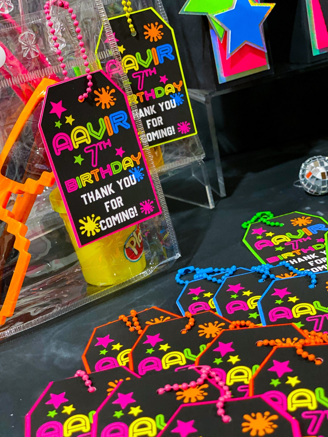 Neon Favor Tags | Neon Tags | Glow in the Dark Personalized Favor Tags ...