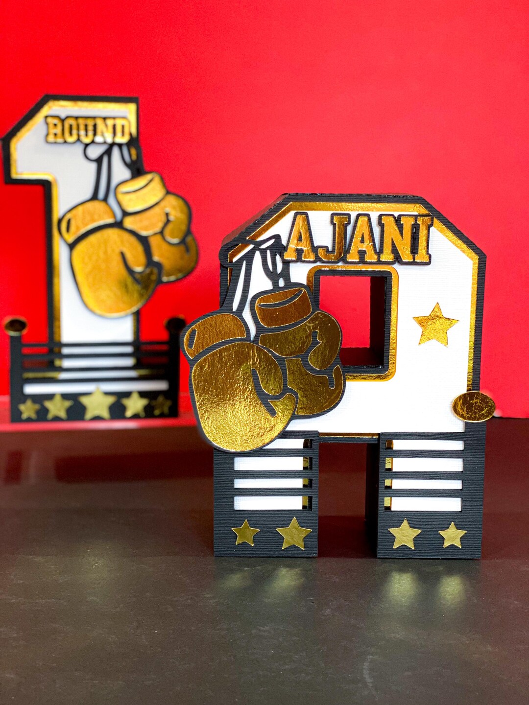Gold Boxing Theme 3D Letters With Name | First Round Boxing Party Theme ...