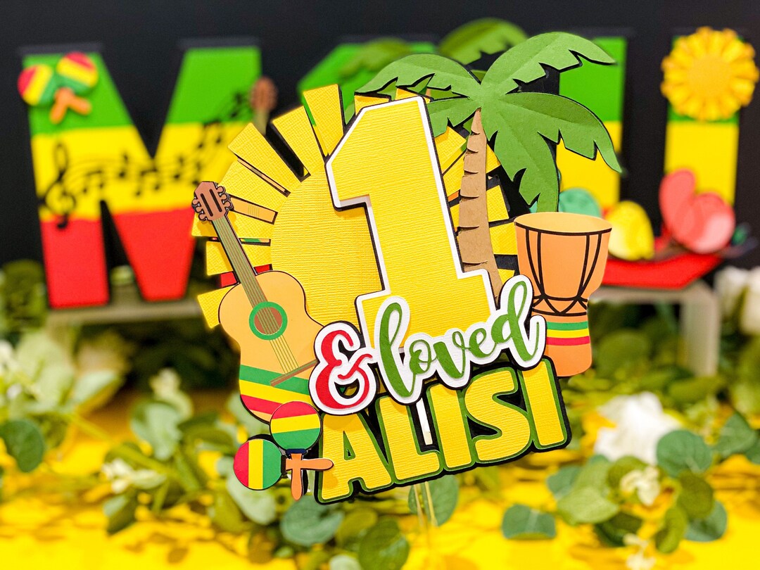 One & Loved Cake Topper | Reggae Theme Cake Topper | One Love First ...