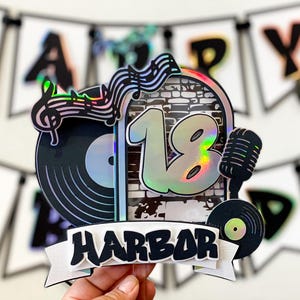 Music Theme Cake Topper | Vinyl Records Party | Hip Hop Rap Party ...
