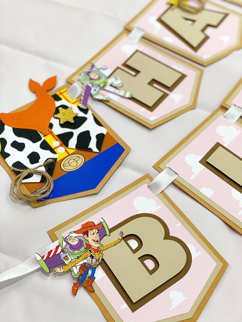 Pink Retro Toy Story Birthday Banner | Muted Personalized Birthday ...