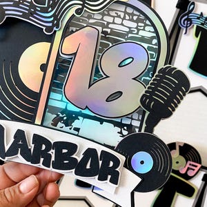 Music Theme Cake Topper | Vinyl Records Party | Hip Hop Rap Party ...
