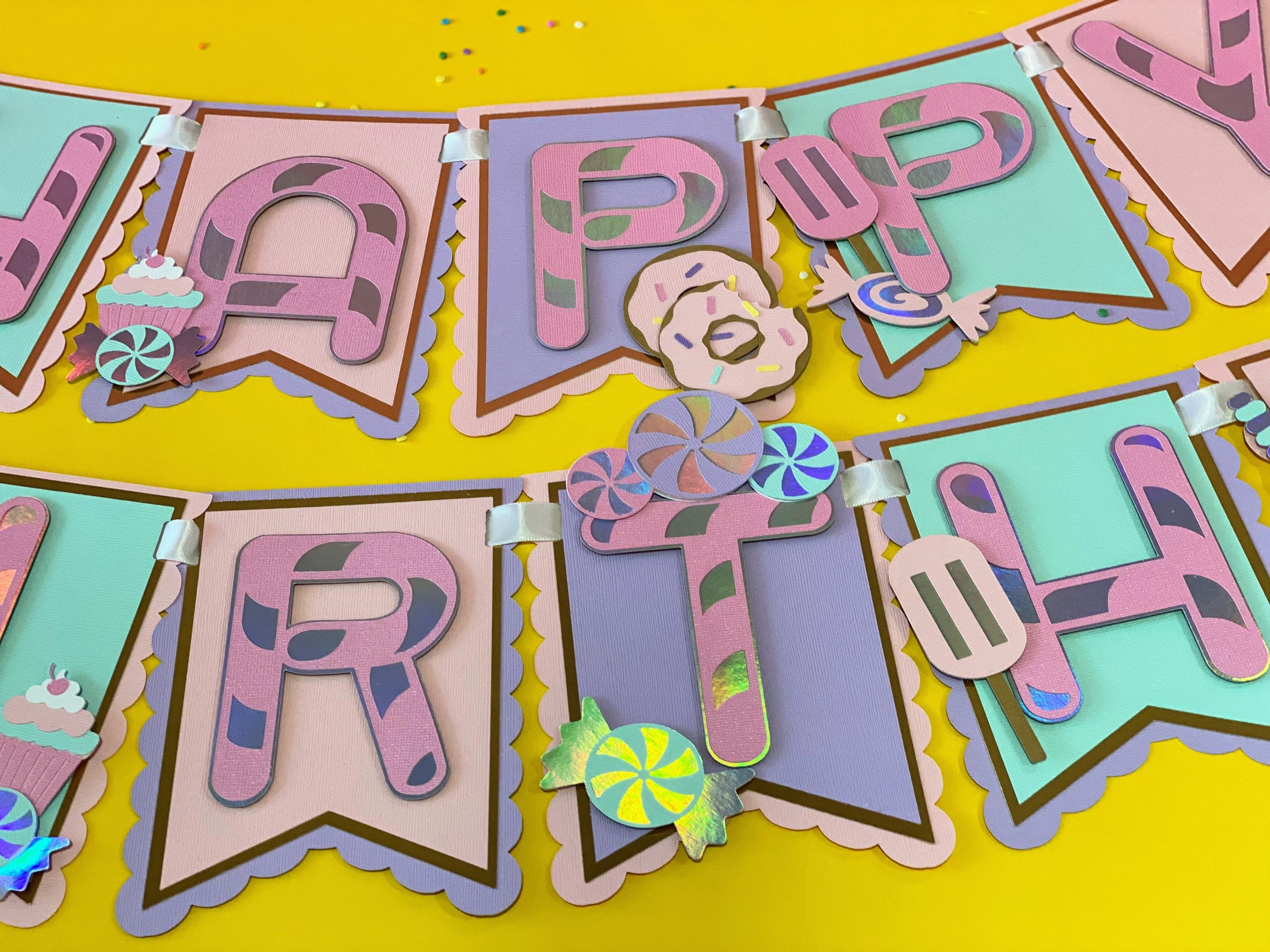 Candyland Birthday Banner | Pastel Candyland Theme Party | Happy ...