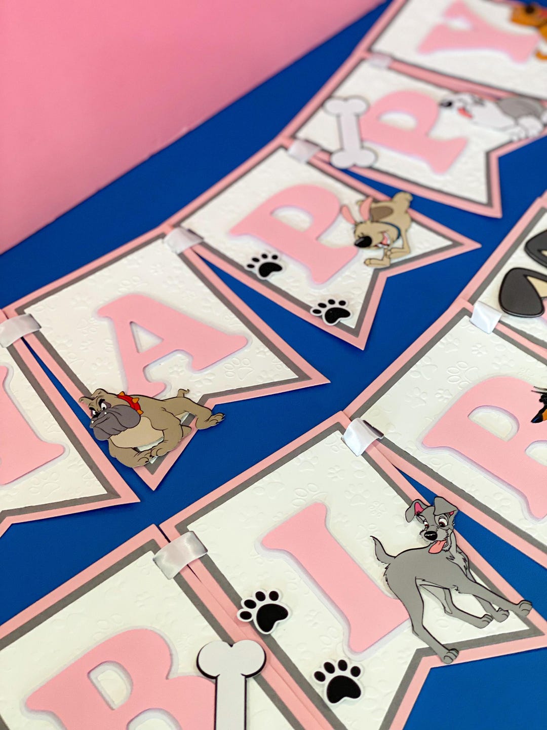 Pink Disney Dogs Theme Banner | Dogs Birthday Banner | Personalized ...