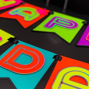 Neon Theme Birthday Banner | Personalized Birthday Banner | Neon Theme ...