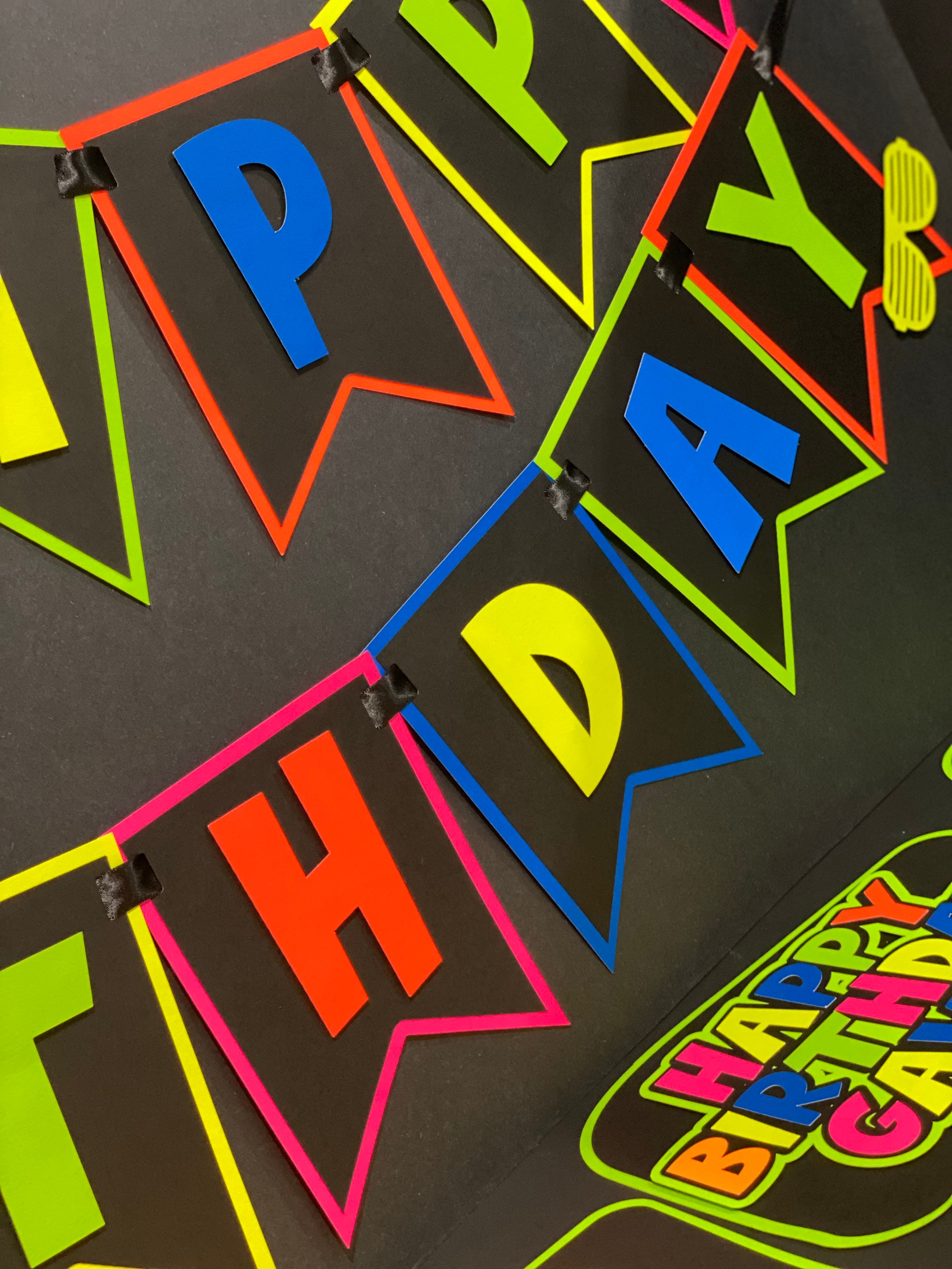 Neon Theme Birthday Banner Personalized Birthday Banner - Etsy