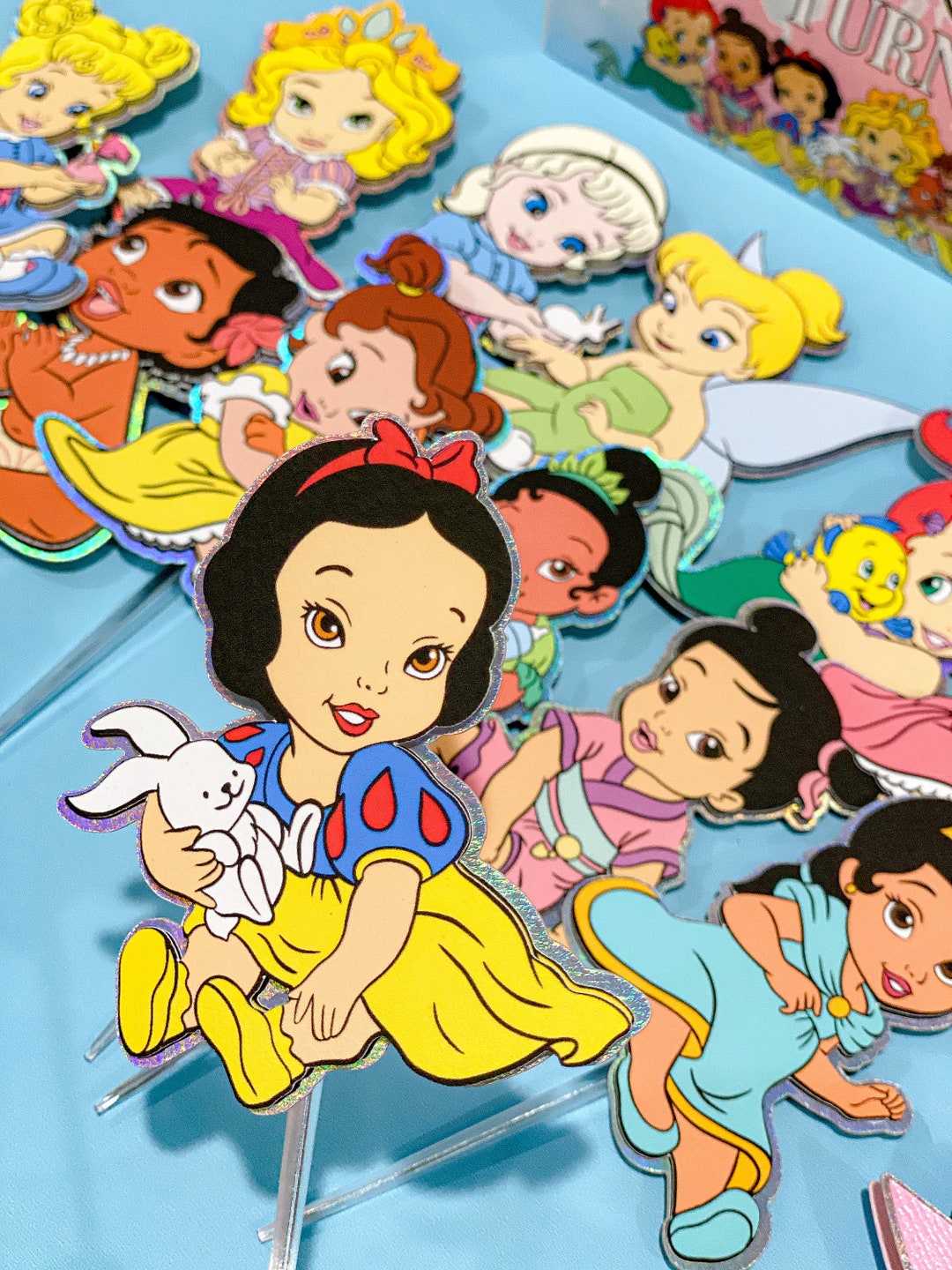 Silver Outline Set of 12 Cupcake Toppers | Disney Baby Princesses Theme ...