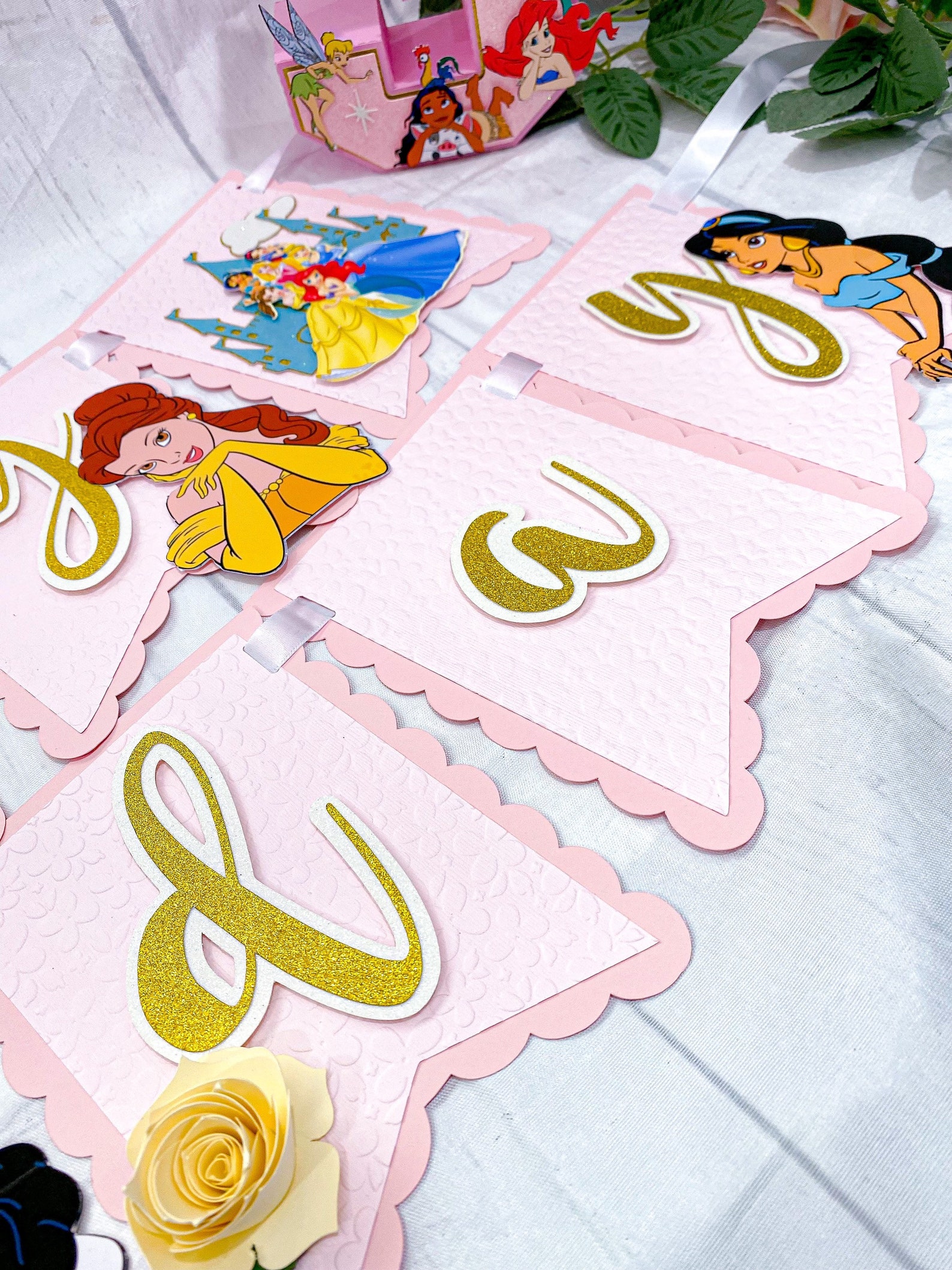Happy Birthday Banner Disney Princesses Theme Party - Etsy