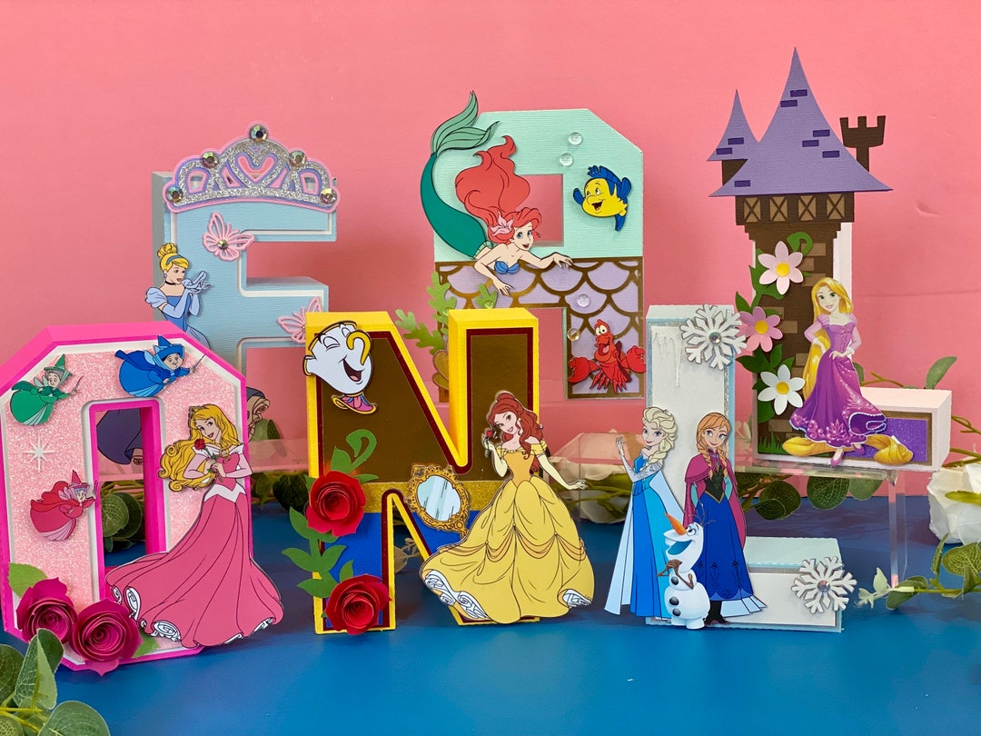 Princess Theme 3D Letters or Numbers | Princess Party Theme | Disney ...