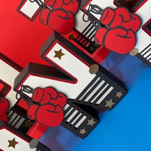 Boxing Theme 3D Letters or Numbers | First Round Boxing Birthday Party ...