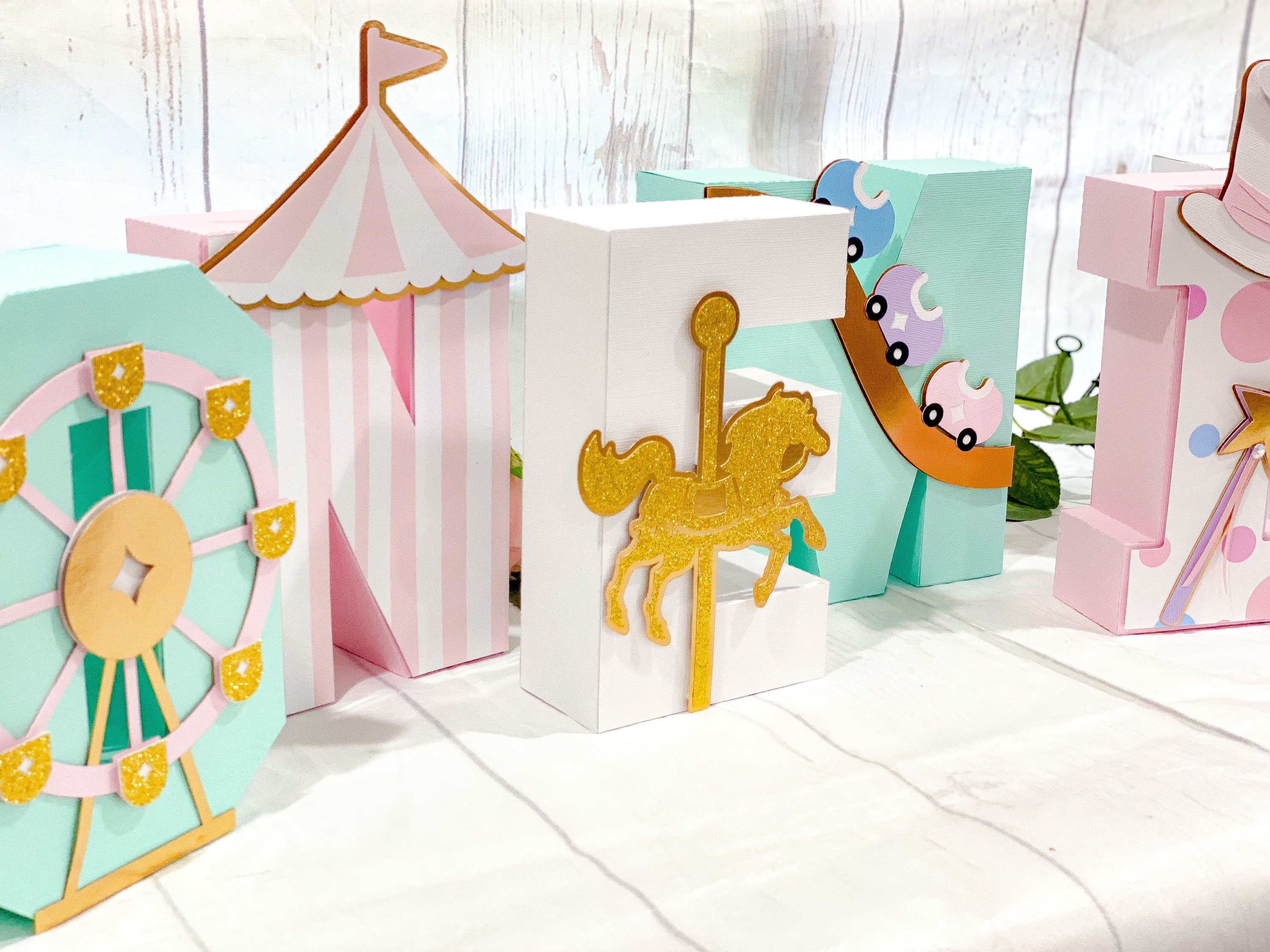 ONE Circus Theme 3D Letters Carnival Party Theme Pastel - Etsy