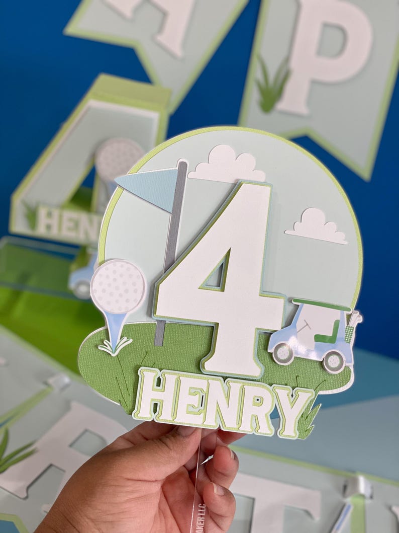 Golf Cake Topper | Pastel Golf Theme Party | Hole in One Birthday ...