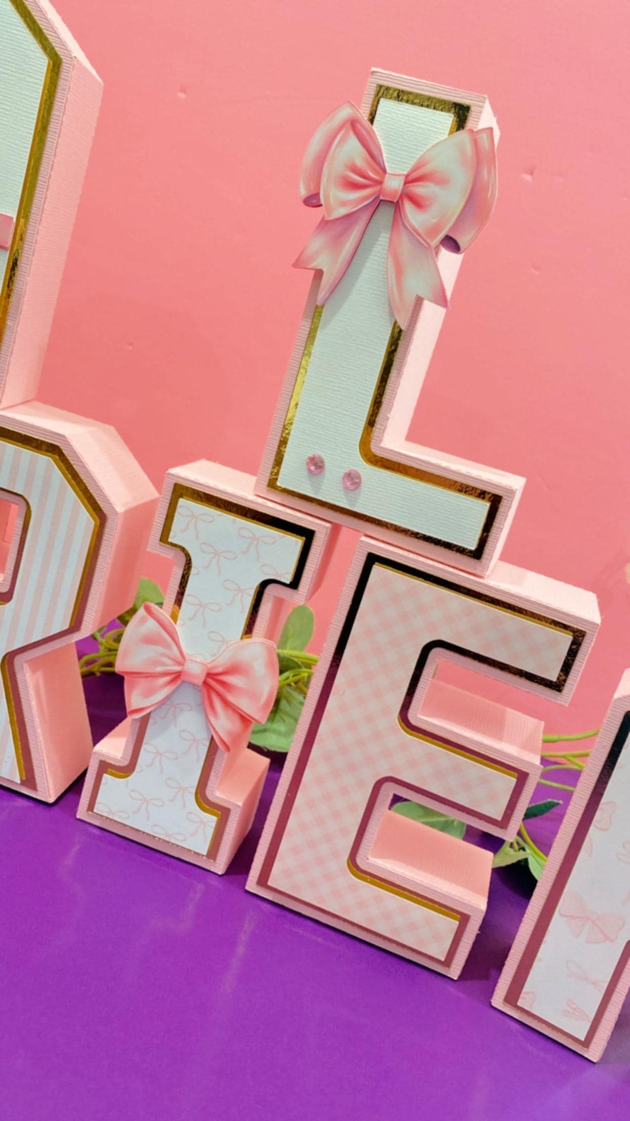 Coquette 3D Letters or Numbers| Pink Bow Baby Shower Party Theme ...