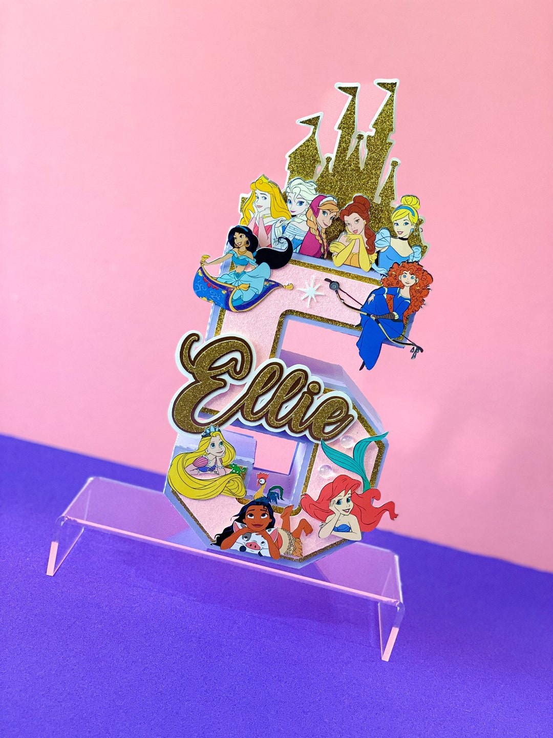 Purple and Pink Princess 3D Letters or Number With Name Princess Party ...
