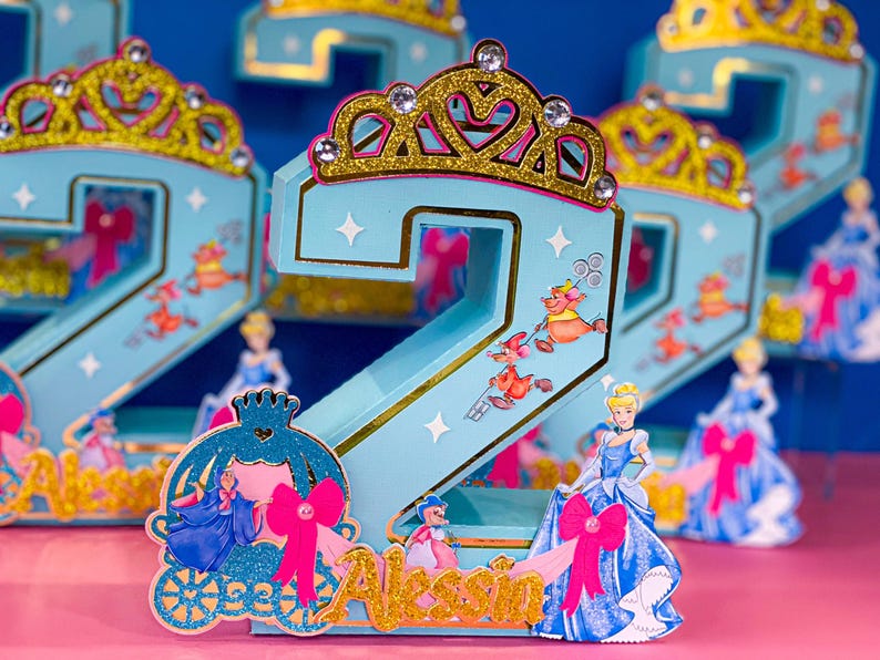 Large Cinderella 3D Letters or Numbers With Name | Princess Party Theme ...