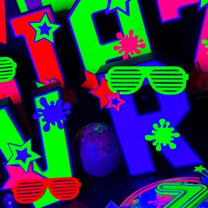 Neon Theme 3D Letters With Name | Glow in the Dark Party Theme | 80s ...