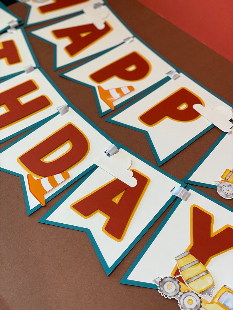Kid’s Construction Birthday Banner | Digger Theme Party Supplies ...