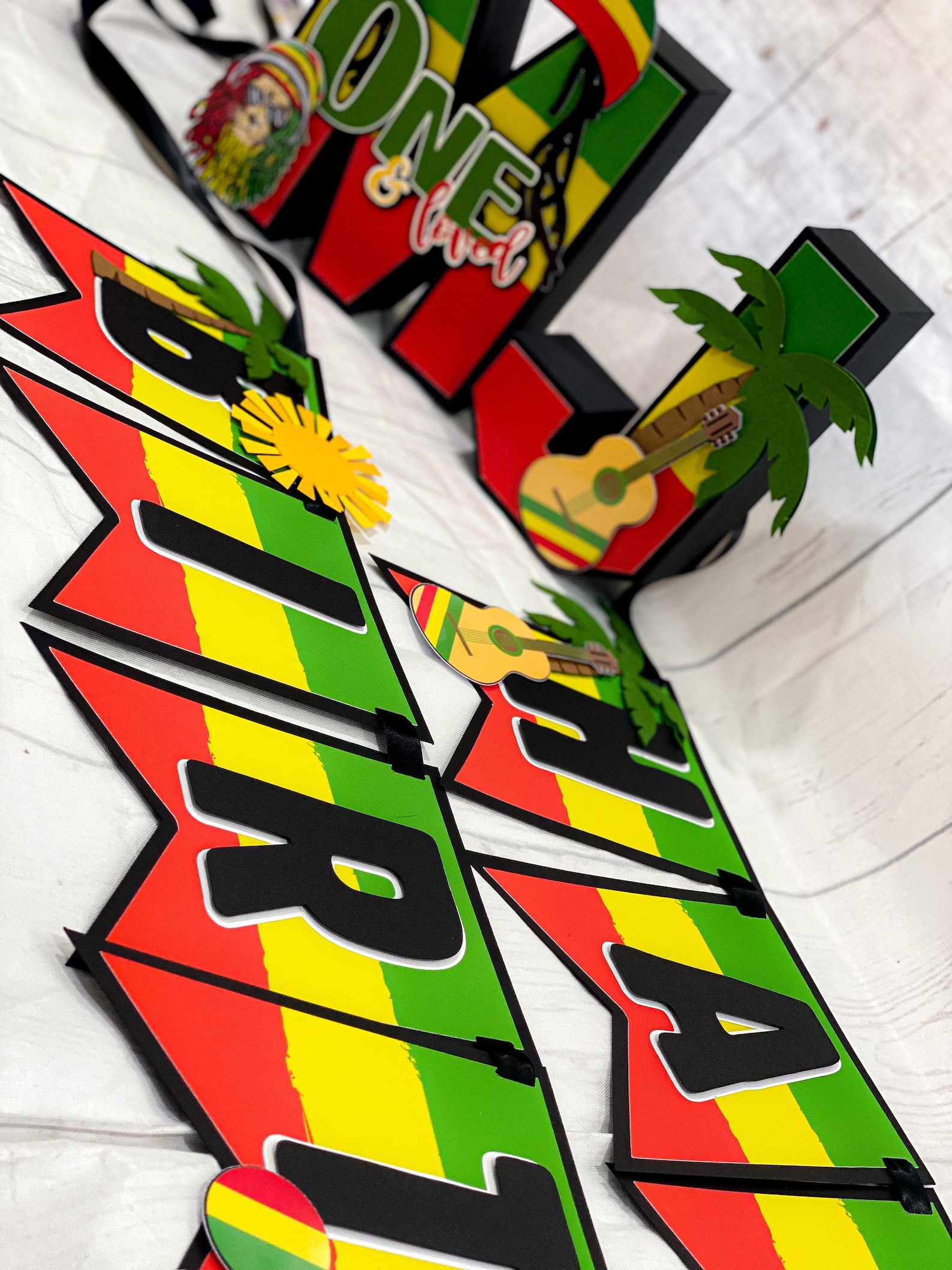 One & Loved Banner | One Love Theme Party | Rasta Birthday Theme ...