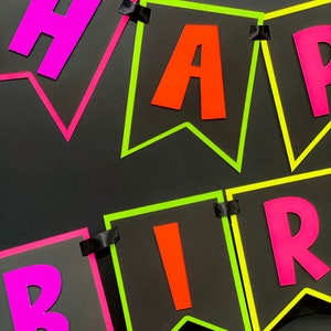 Neon Theme Birthday Banner | Personalized Birthday Banner | Neon Theme ...