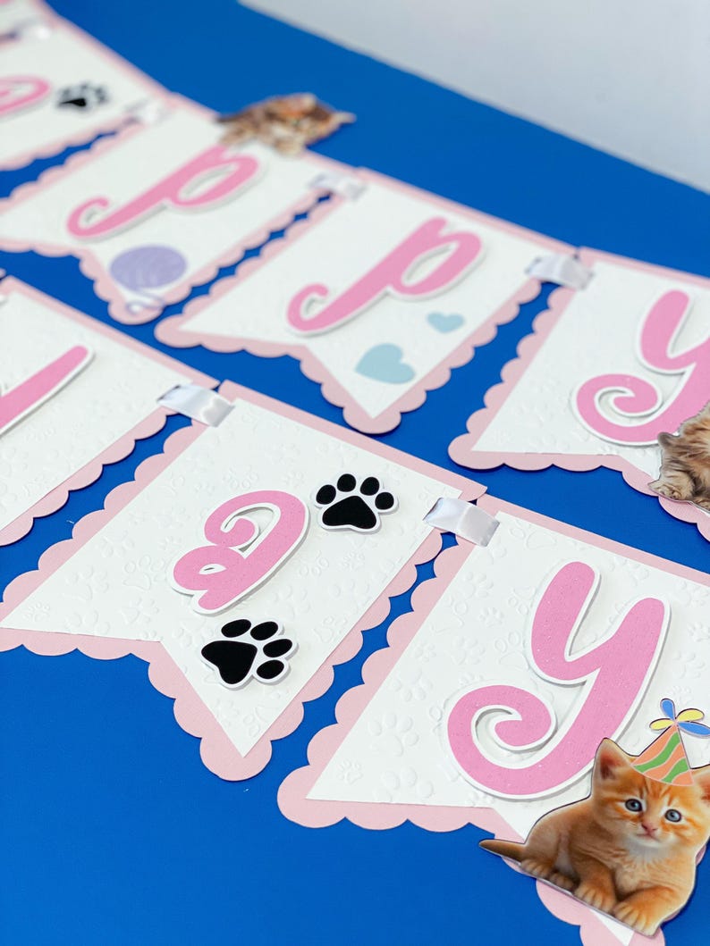 Cute Cats Theme Banner | Pets Birthday Banner | Personalized Birthday ...