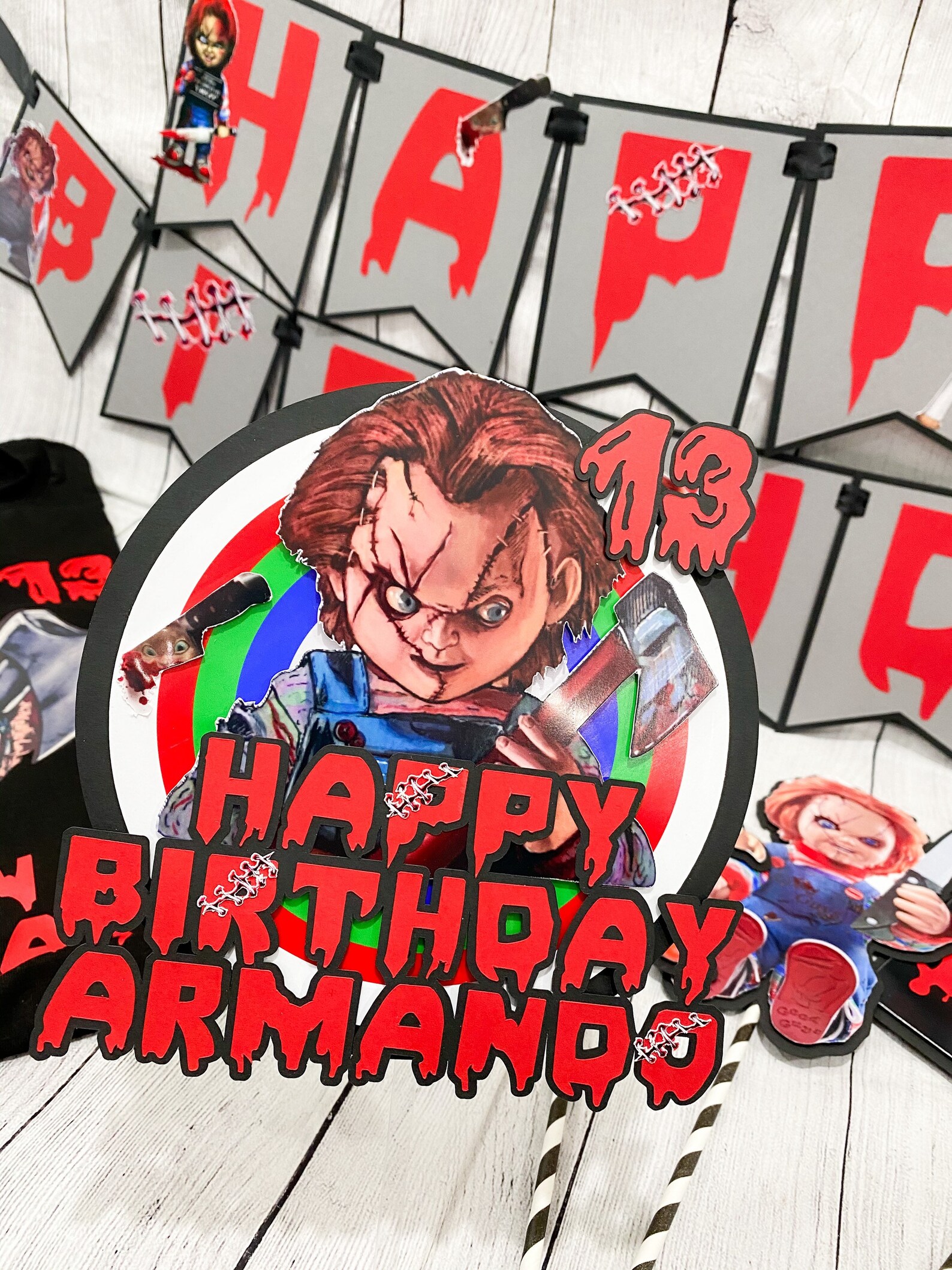 Chucky Birthday Banner Chucky Theme Cake Topper Happy - Etsy.de