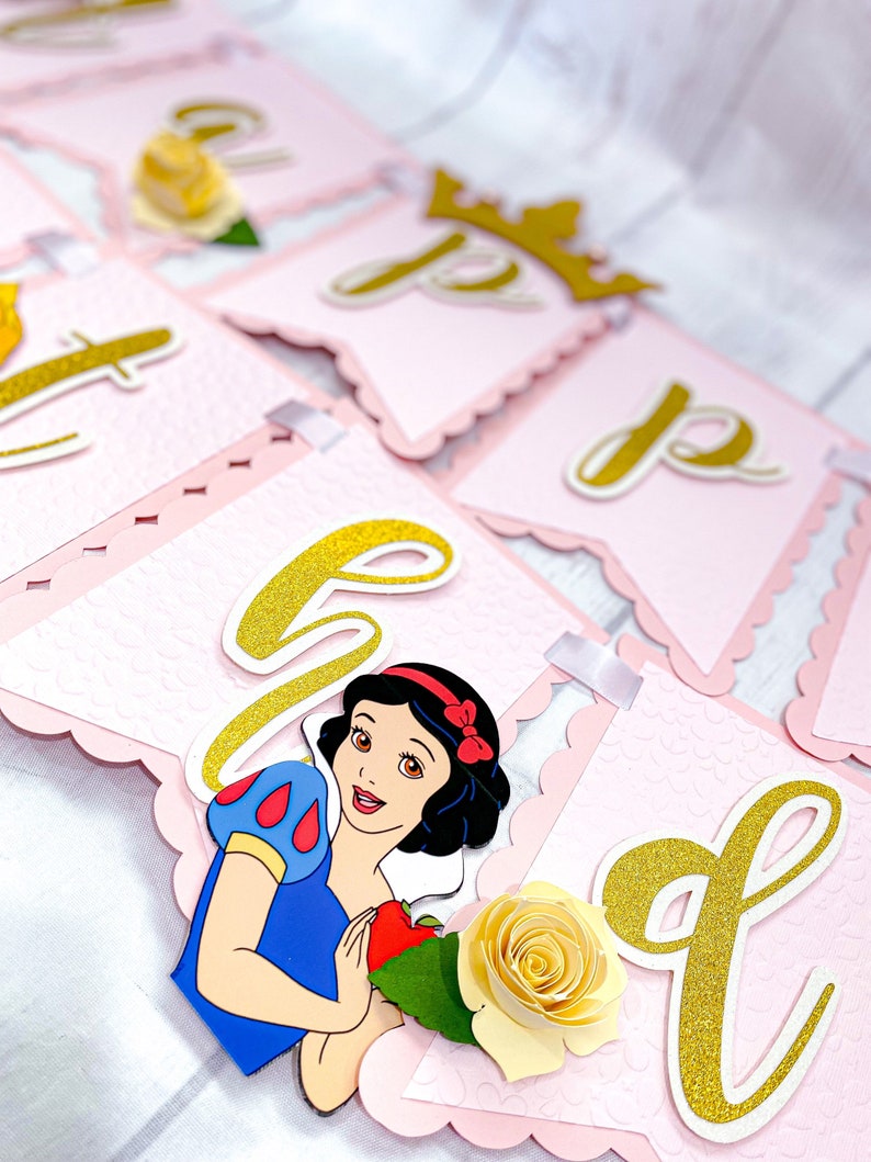Happy Birthday Banner Disney Princesses Theme Party - Etsy