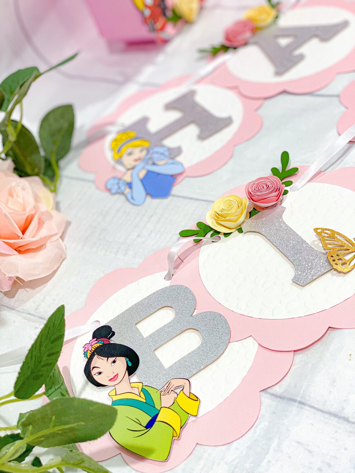 Princesses Happy Birthday Banner Disney Princesses Theme - Etsy
