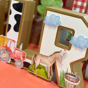 Cute Farm Animal Theme 3D Letters or Numbers | Barnyard Birthday Party ...