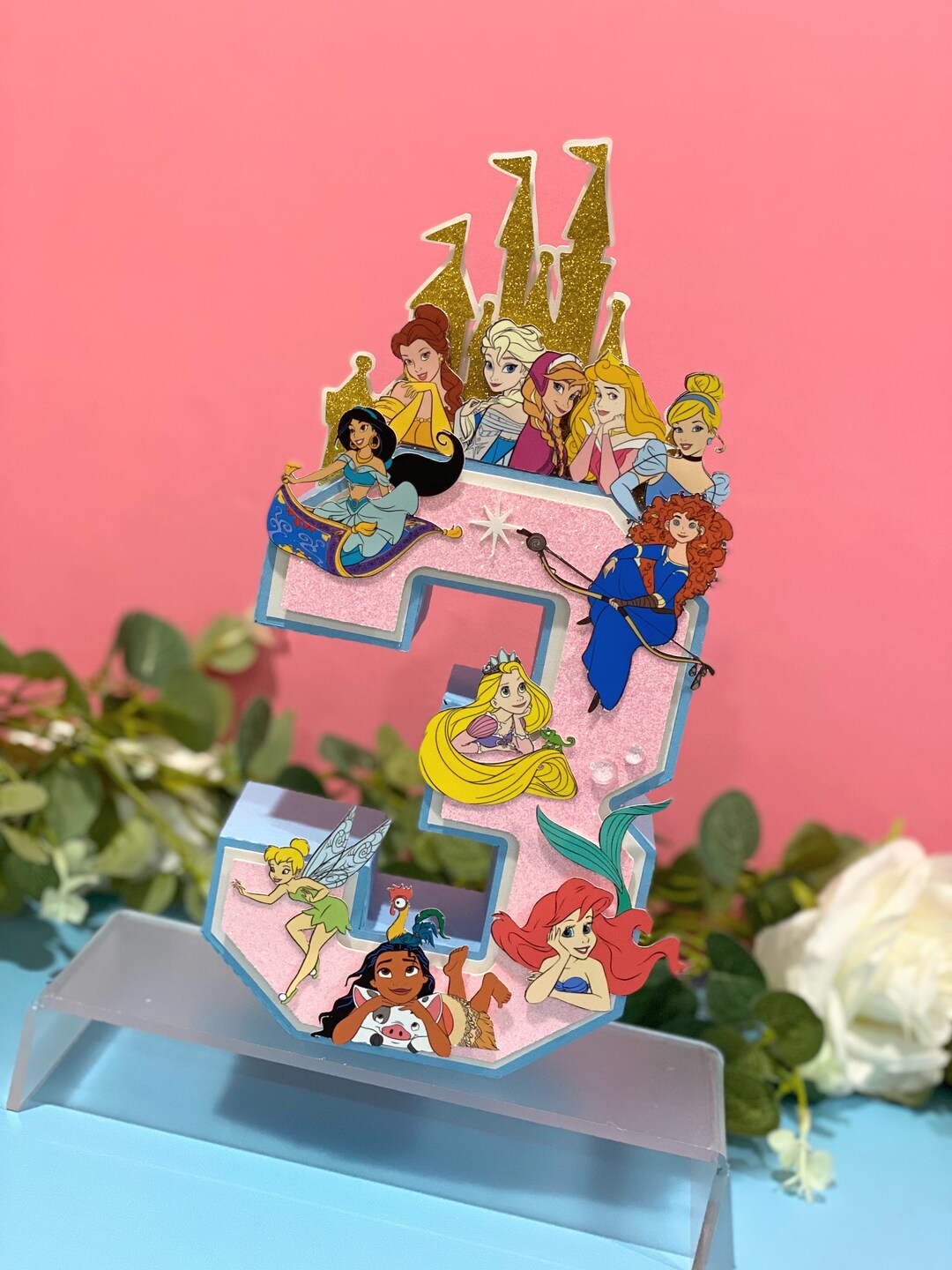 Blue and Pink Princess 3D Letters Princess Party Theme Princess ...
