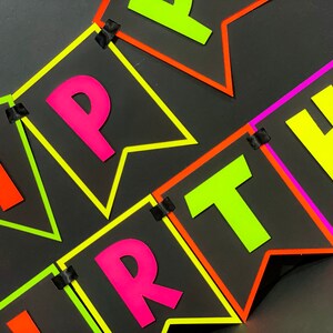 Neon Theme Birthday Banner | Personalized Birthday Banner | Neon Theme ...