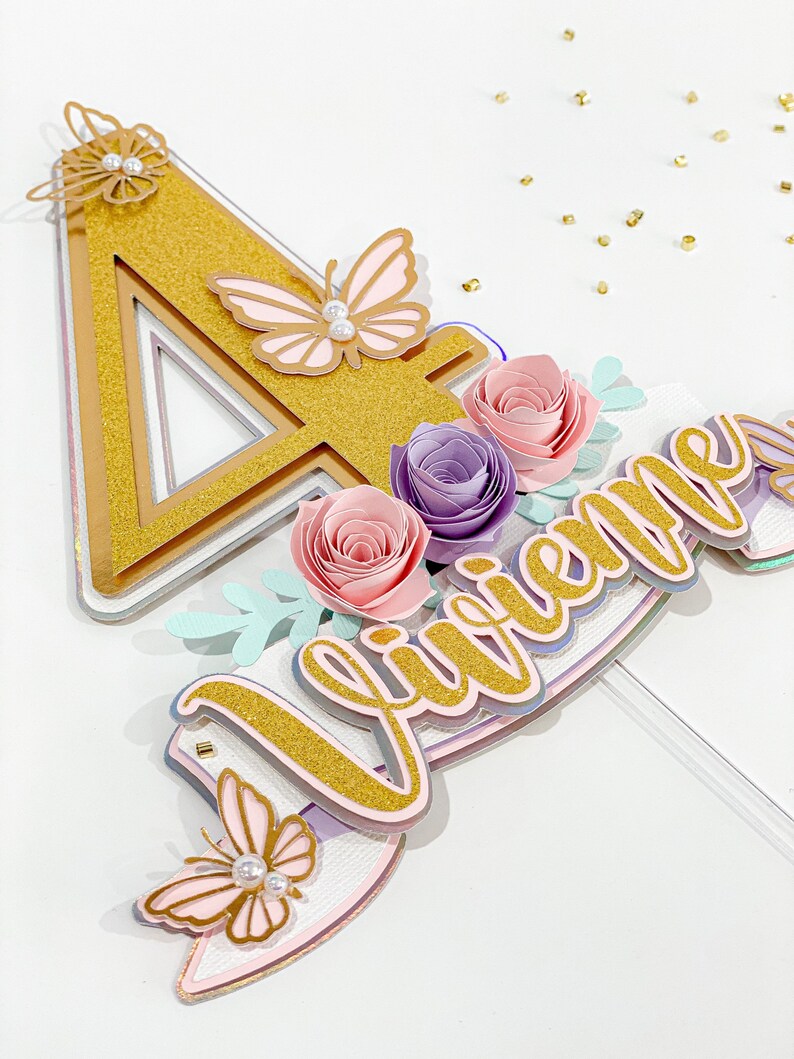 Floral Butterfly Cake Topper Number Cake Topper Flowers - Etsy