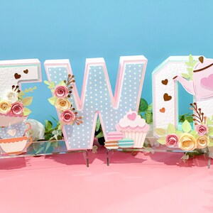 Tea Party Theme 3D Letters | Teapot Party Theme | Floral Pink Gold ...