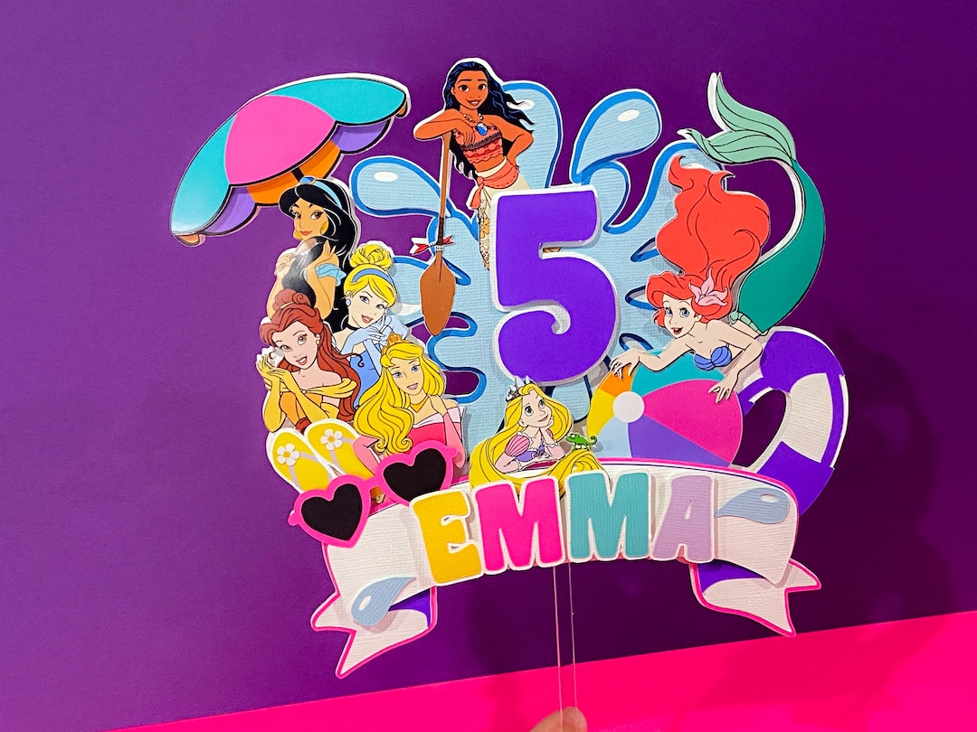 Princess Pool Party Cake Topper | Princess Theme Party | Beach Party ...