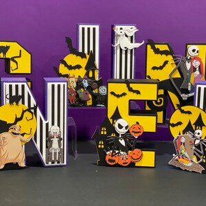 Nightmare Before Christmas Theme 3D Letters or Numbers | Jack and Sally ...