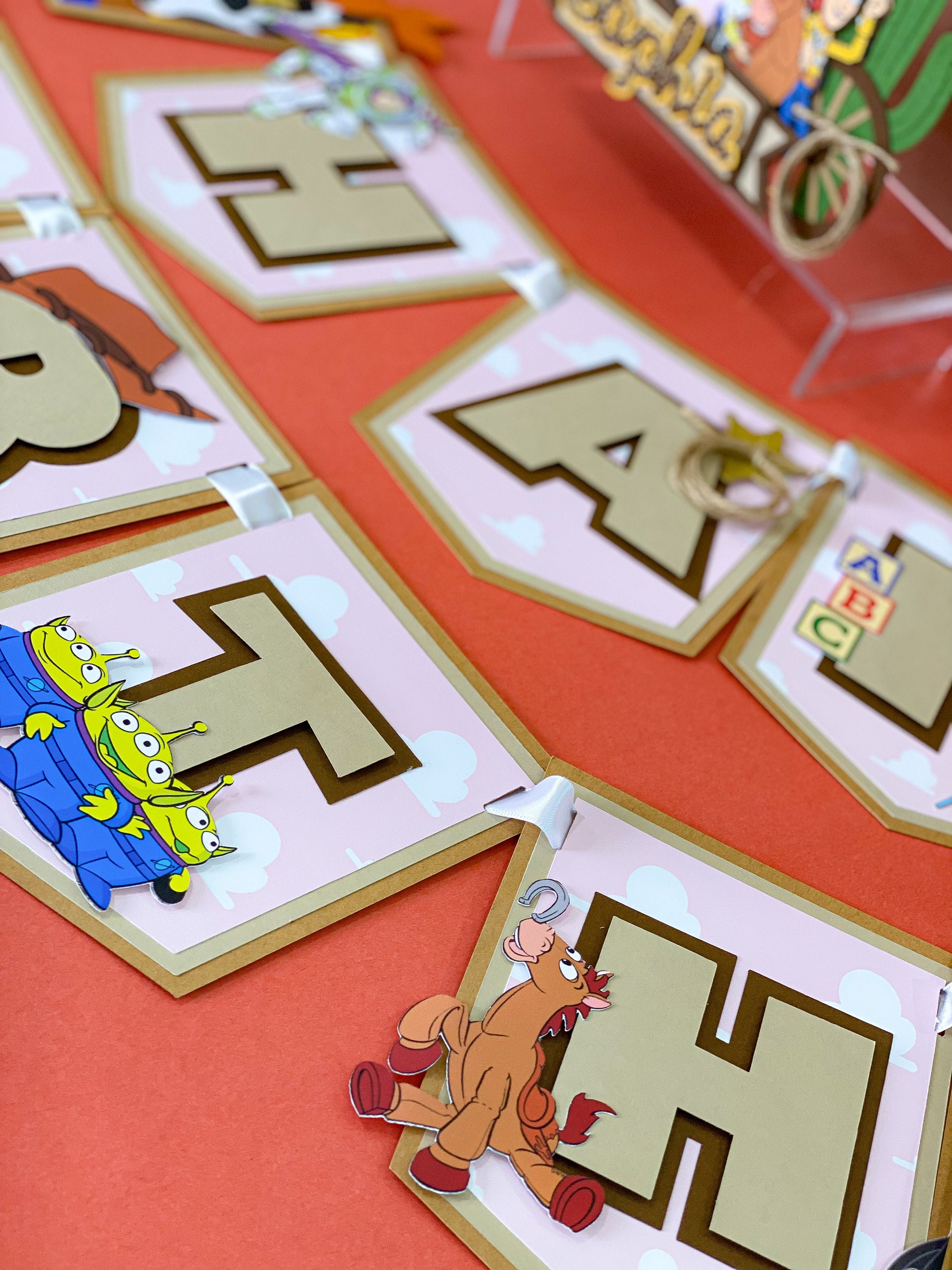 Pink Retro Toy Story Birthday Banner | Muted Personalized Birthday ...