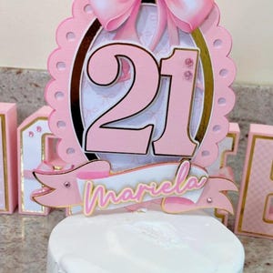 Coquette Bow Cake Topper | Pink Bow Shower Cake Topper | 21st Birthday ...